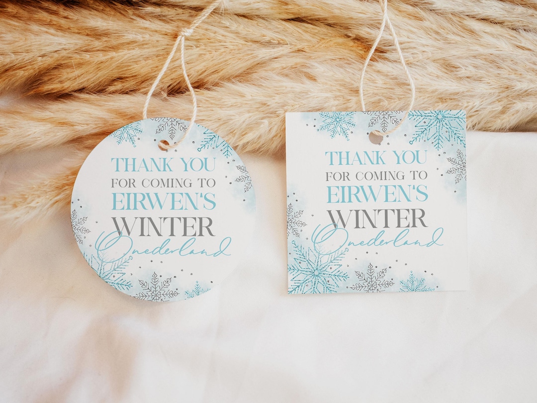 Editable Winter Onederland Favor Tag for Boys, Winter Wonderland Party ...