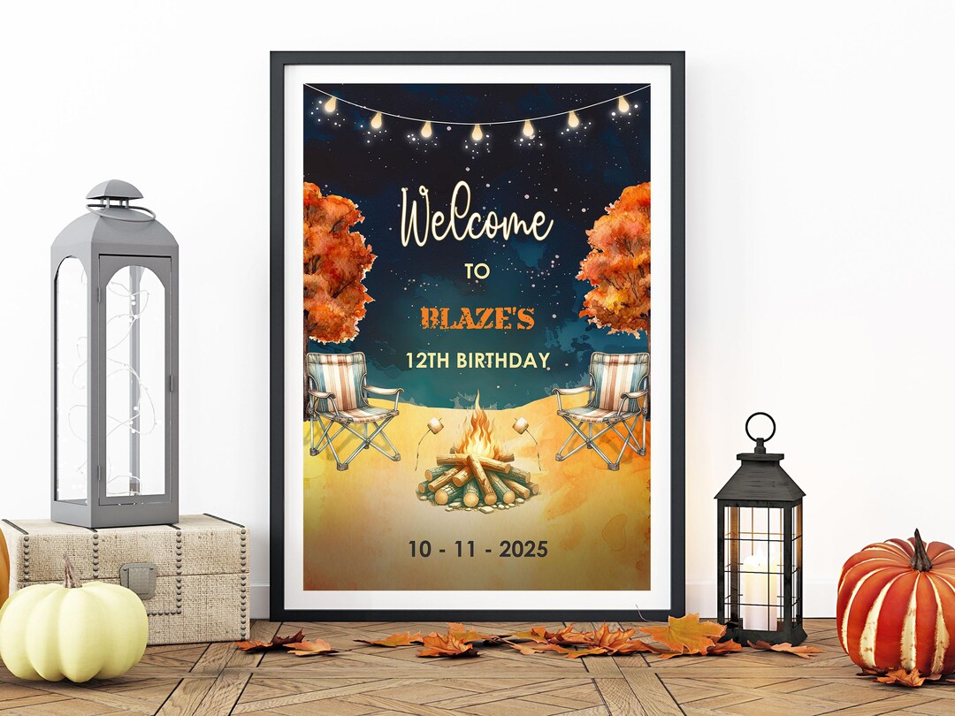 Editable Bonfire Welcome Sign, Bonfire Party Welcome Sign Template ...