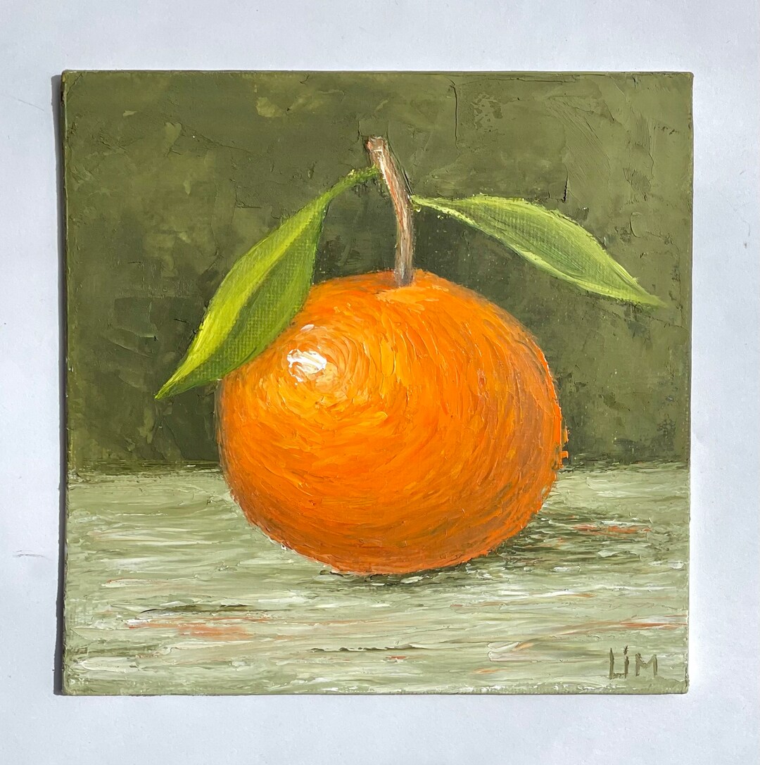 Clementine Oil Painting 6x6 Canvas Original Impasto Tangerine Still ...