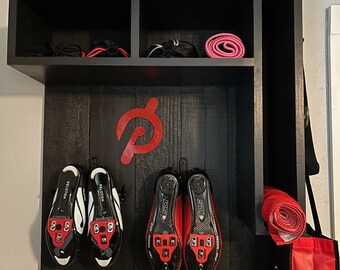 Peloton Inspired Exercise Shoe Shelf Home Gym Storage Wall Unit Cycling ...