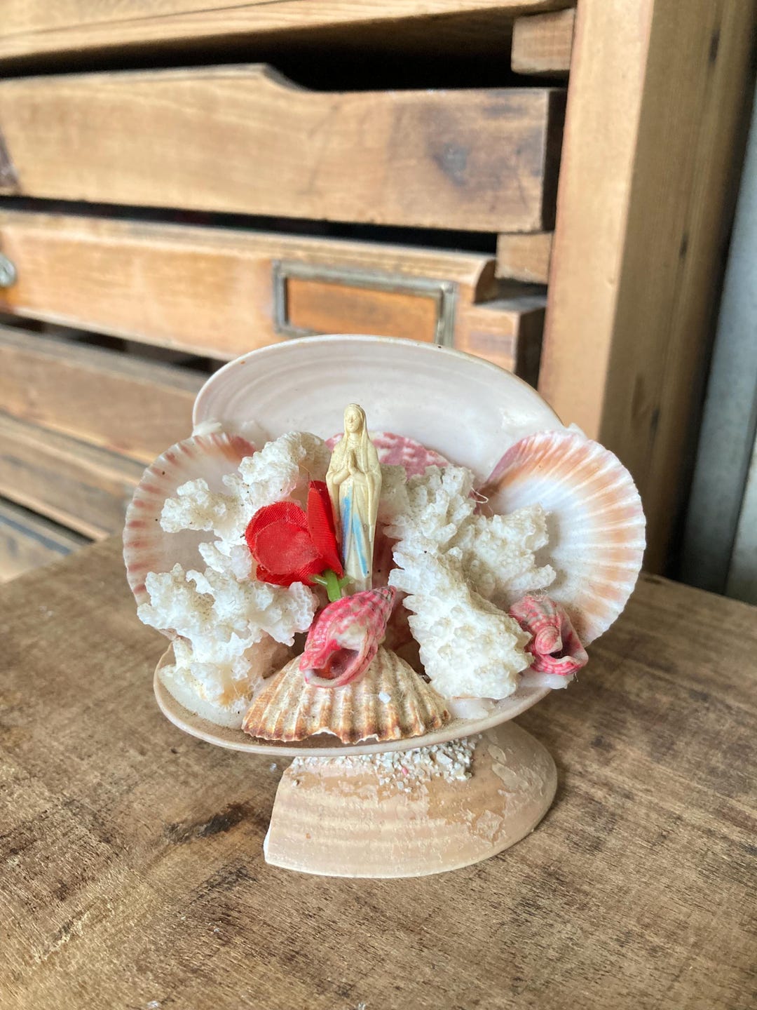 Old Altar of the Virgin Mary, Shell and Corals - Etsy