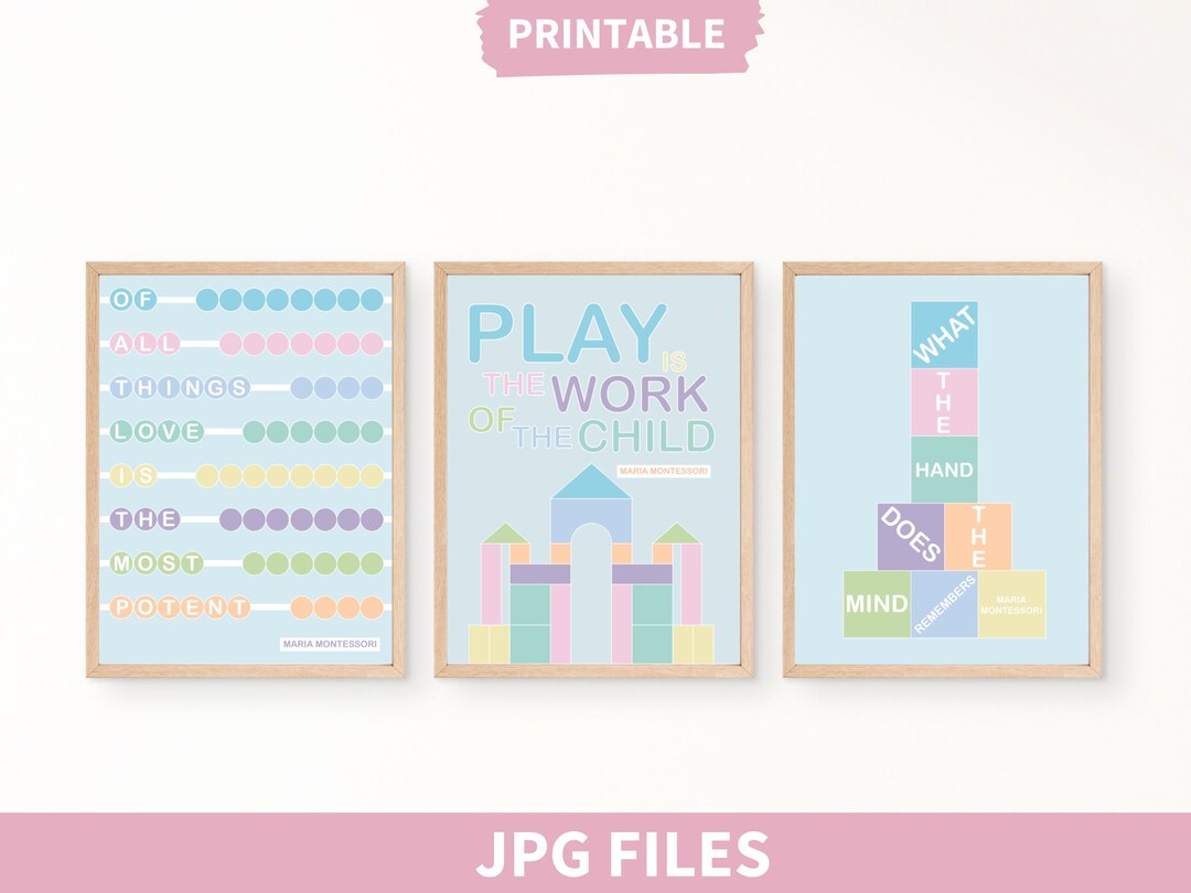 Set of 3 Maria Montessori Quotes, Maria Montessori, Castle, Play Cubes ...