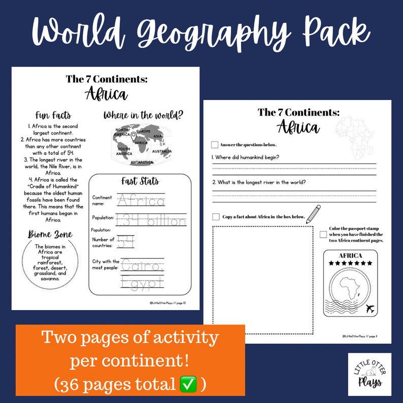 World Geography Activity Bundle | Contents and Oceans Workbook ...