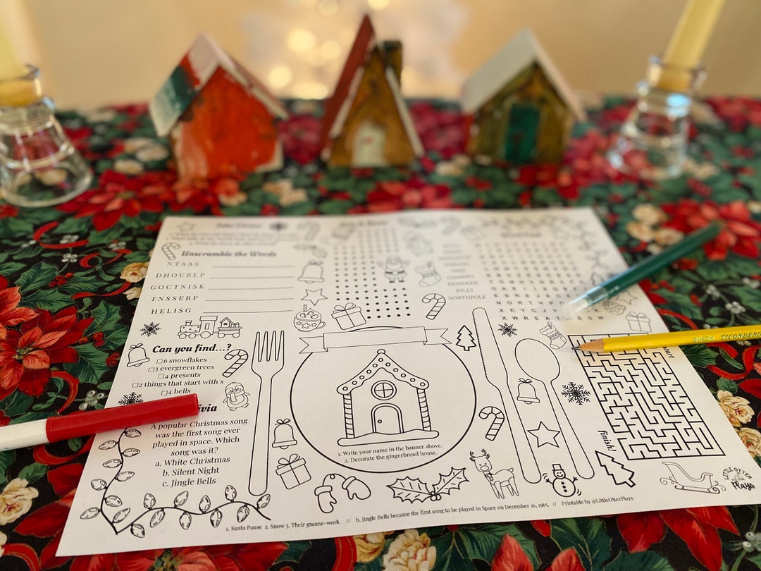 Christmas Placemat | Christmas Table Decor | Christmas Activity Mat for ...