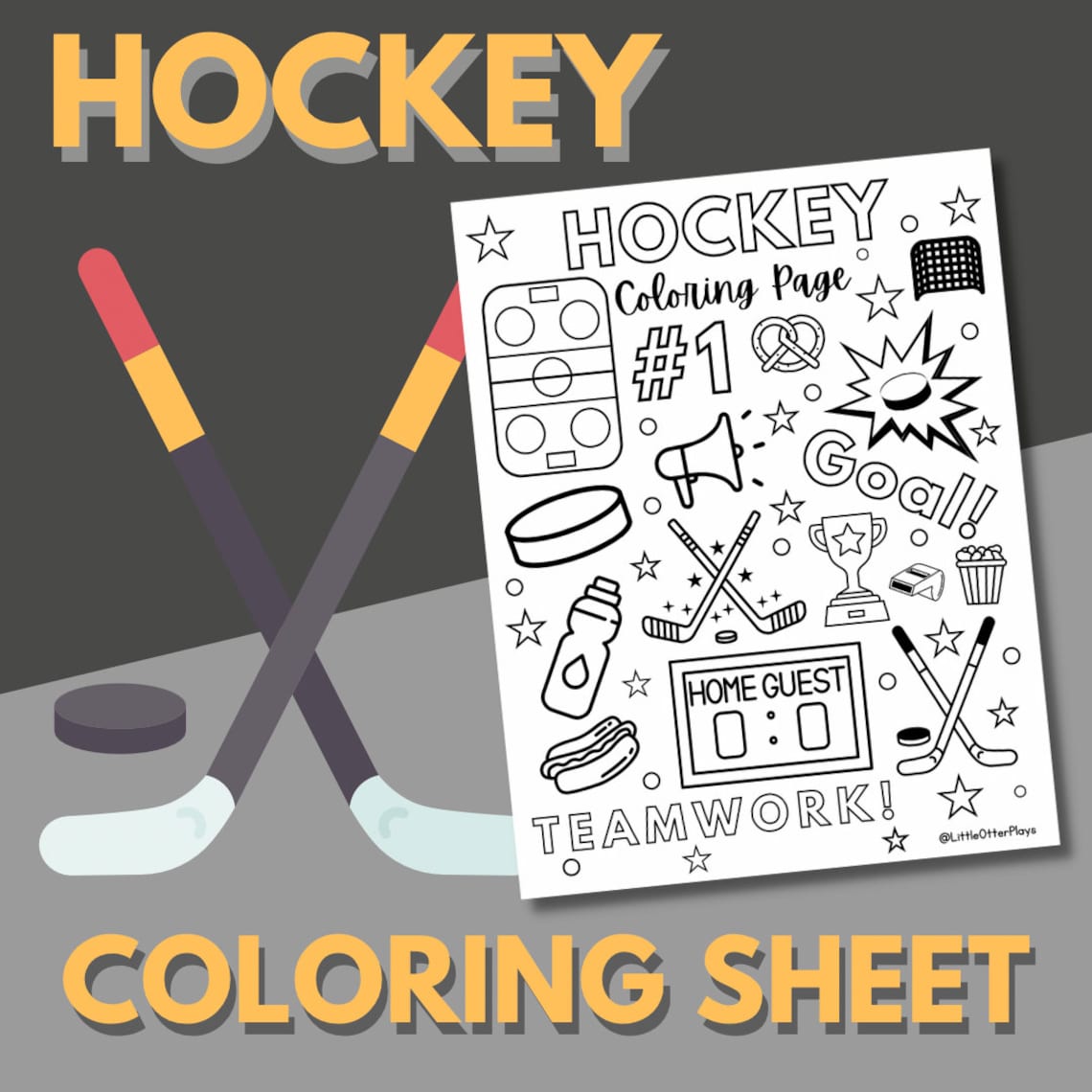 Hockey Coloring Sheet | Sports Coloring Sheet | Coloring Page for Kids ...
