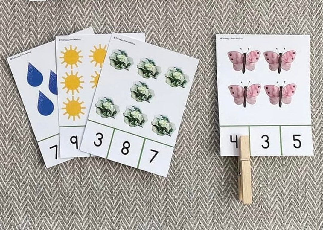 Spring Counting Flashcards | Montessori Inspired Cards | Counting ...