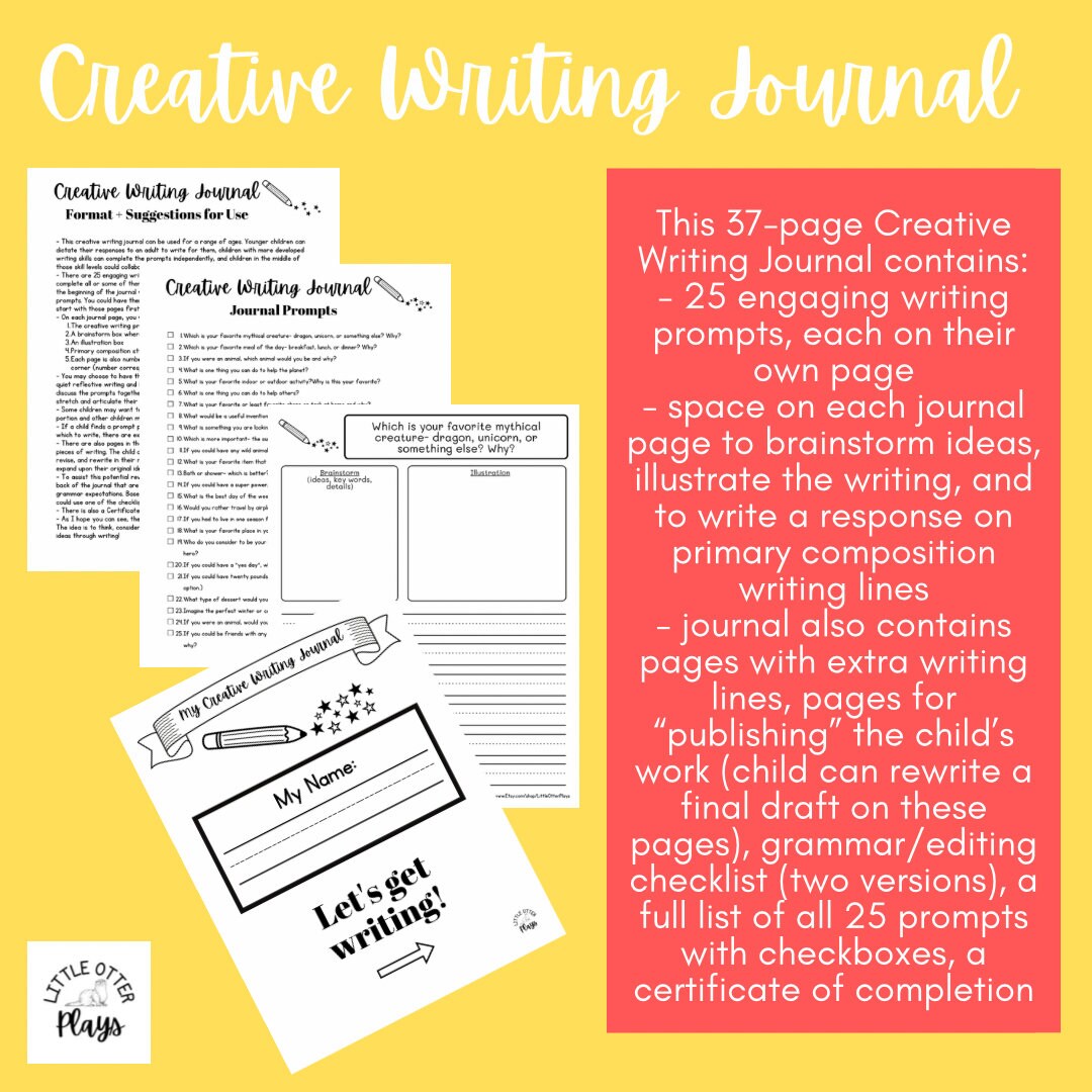 Creative Writing Journal | Writing Workbook for Kids | Summer Journal ...