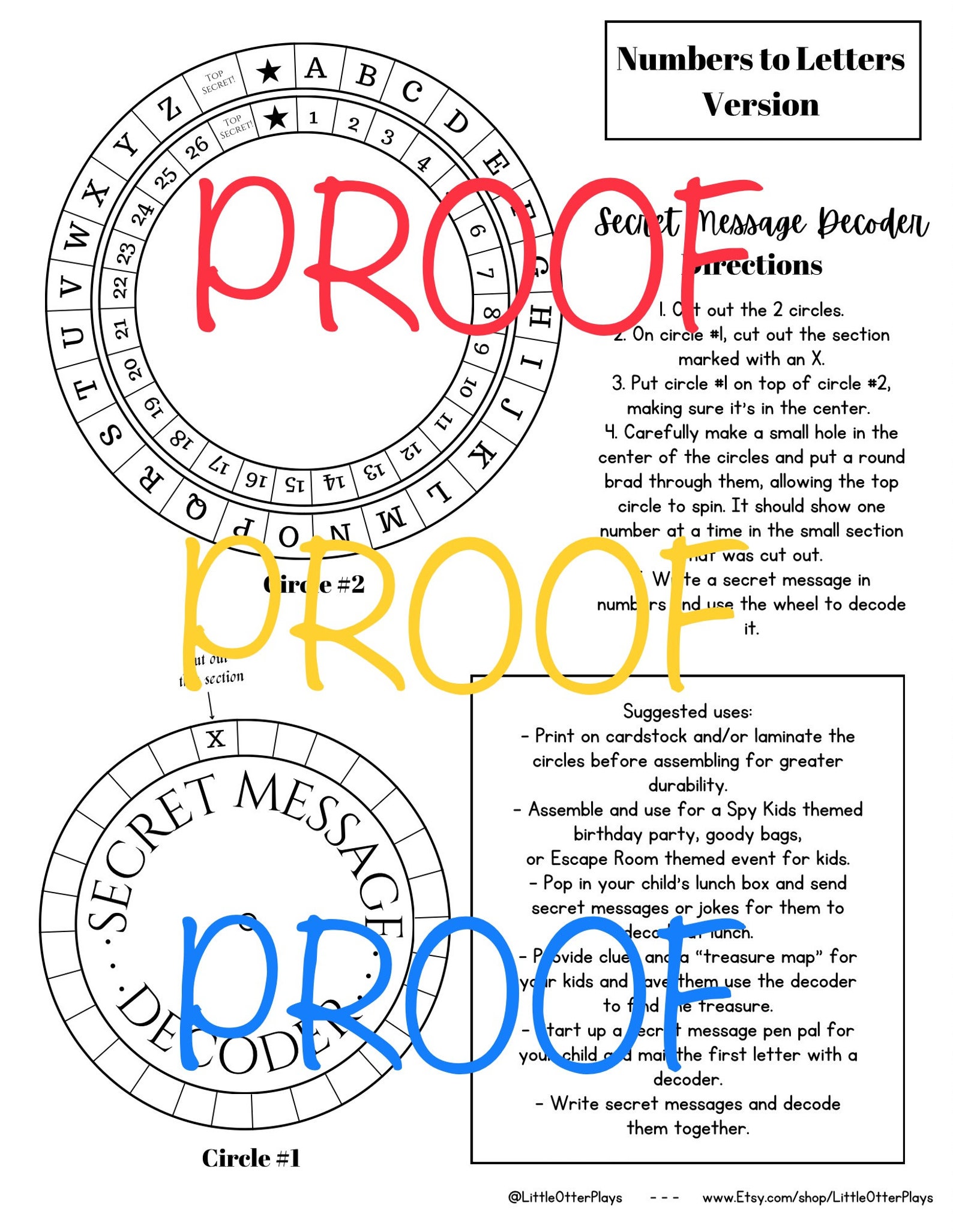 Secret Message Decoder Wheel | Secret Message Cipher Ring | Treasure ...