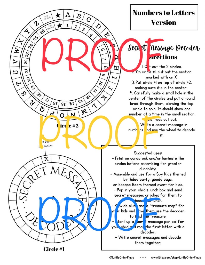 Secret Message Decoder Wheel | Secret Message Cipher Ring | Treasure ...