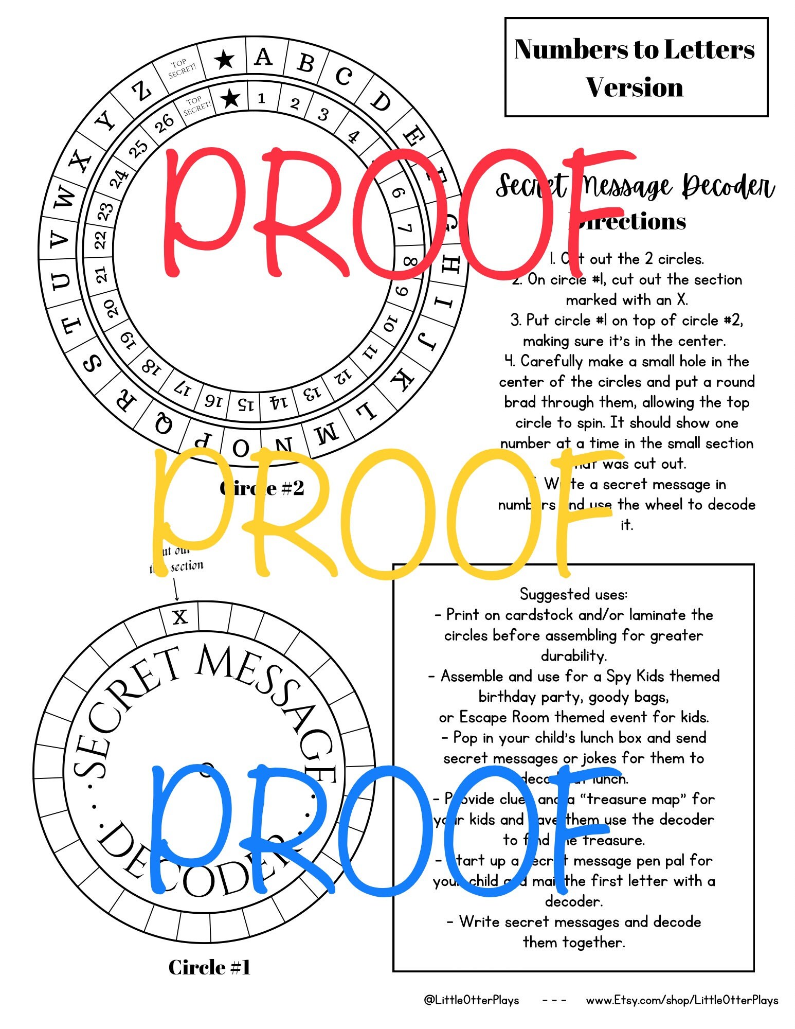 Secret Message Decoder Wheel | Secret Message Cipher Ring | Treasure ...