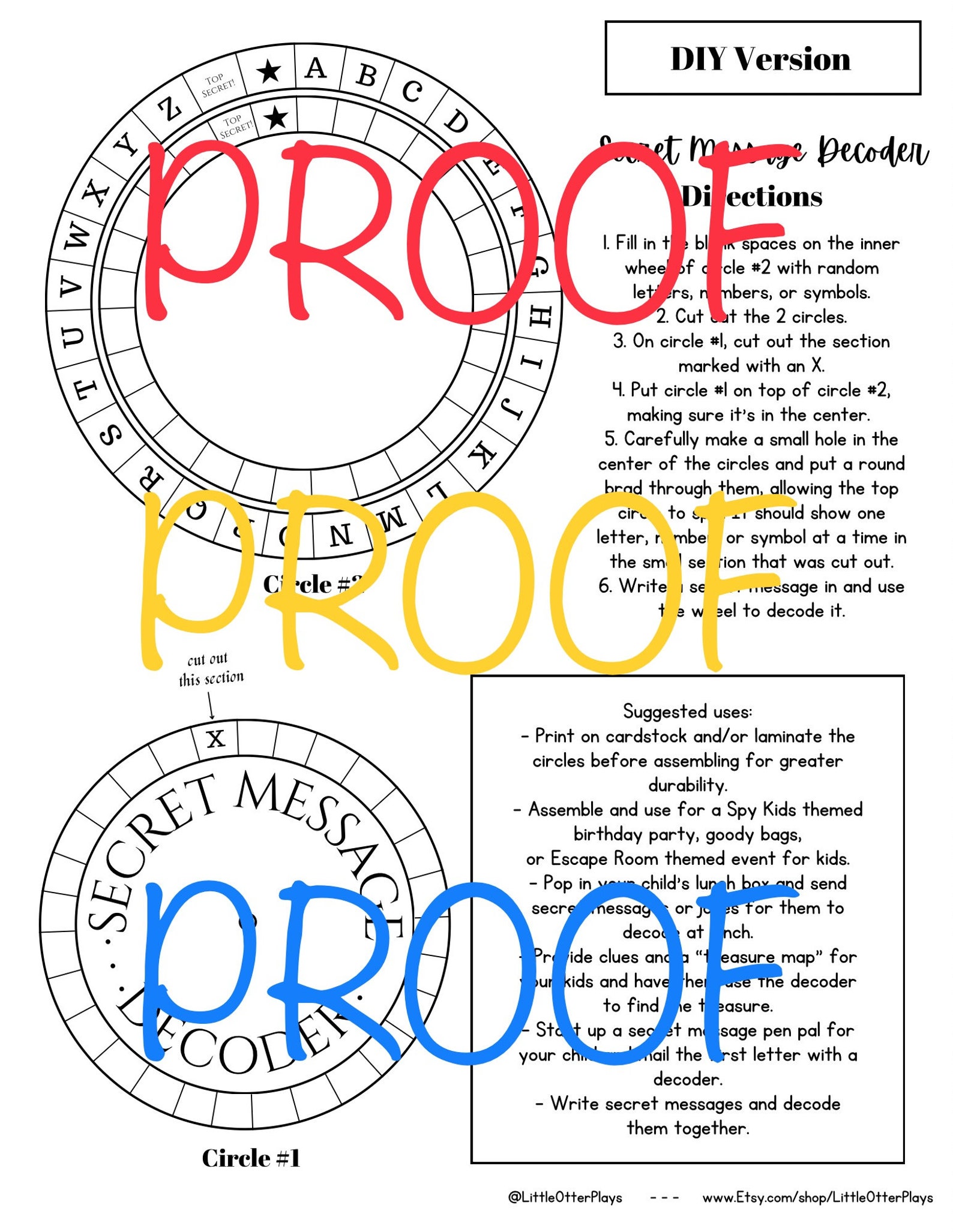 Secret Message Decoder Wheel | Secret Message Cipher Ring | Treasure ...