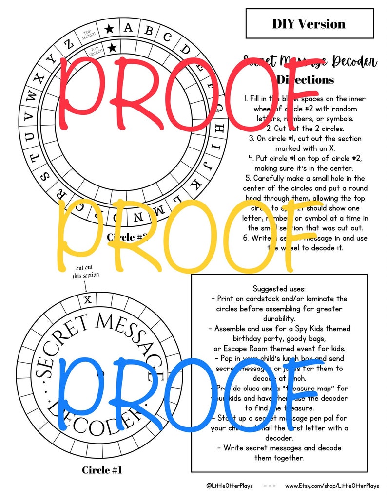 Secret Message Decoder Wheel | Secret Message Cipher Ring | Treasure ...