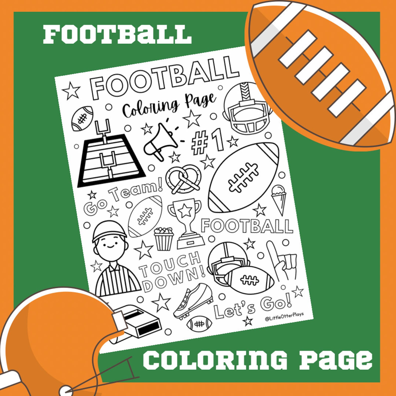 Football Coloring Sheet | Football Activity Sheet | Coloring Page for ...