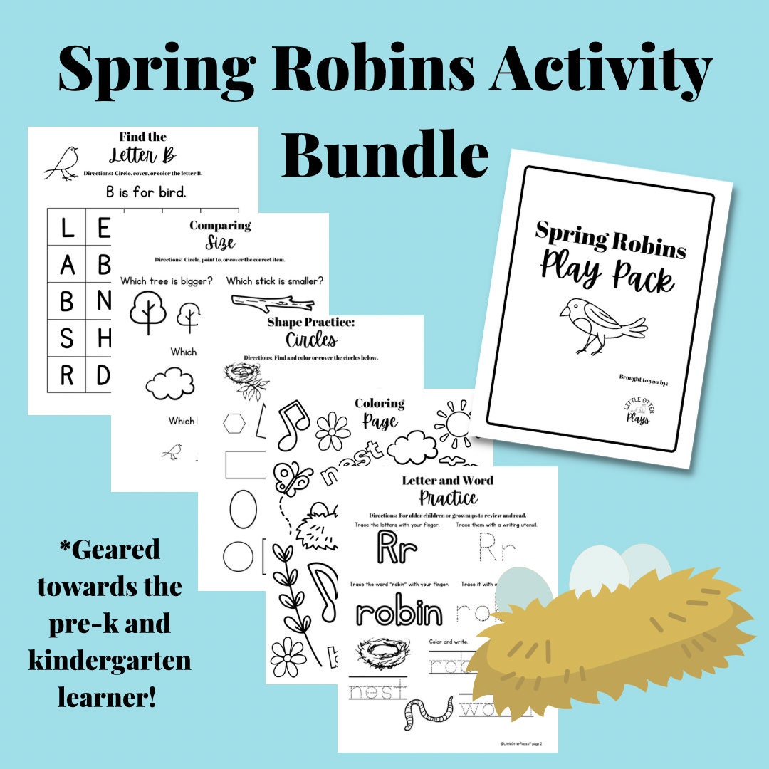 Spring Workbook for Kids | Robin Birds Printable for Kids | Nature ...