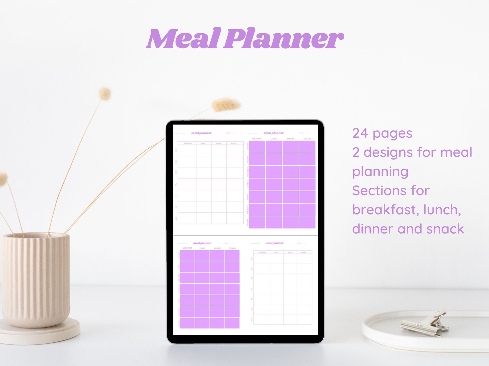 Digital Meal Planner Meal Planner Weekly Meal Planner - Etsy