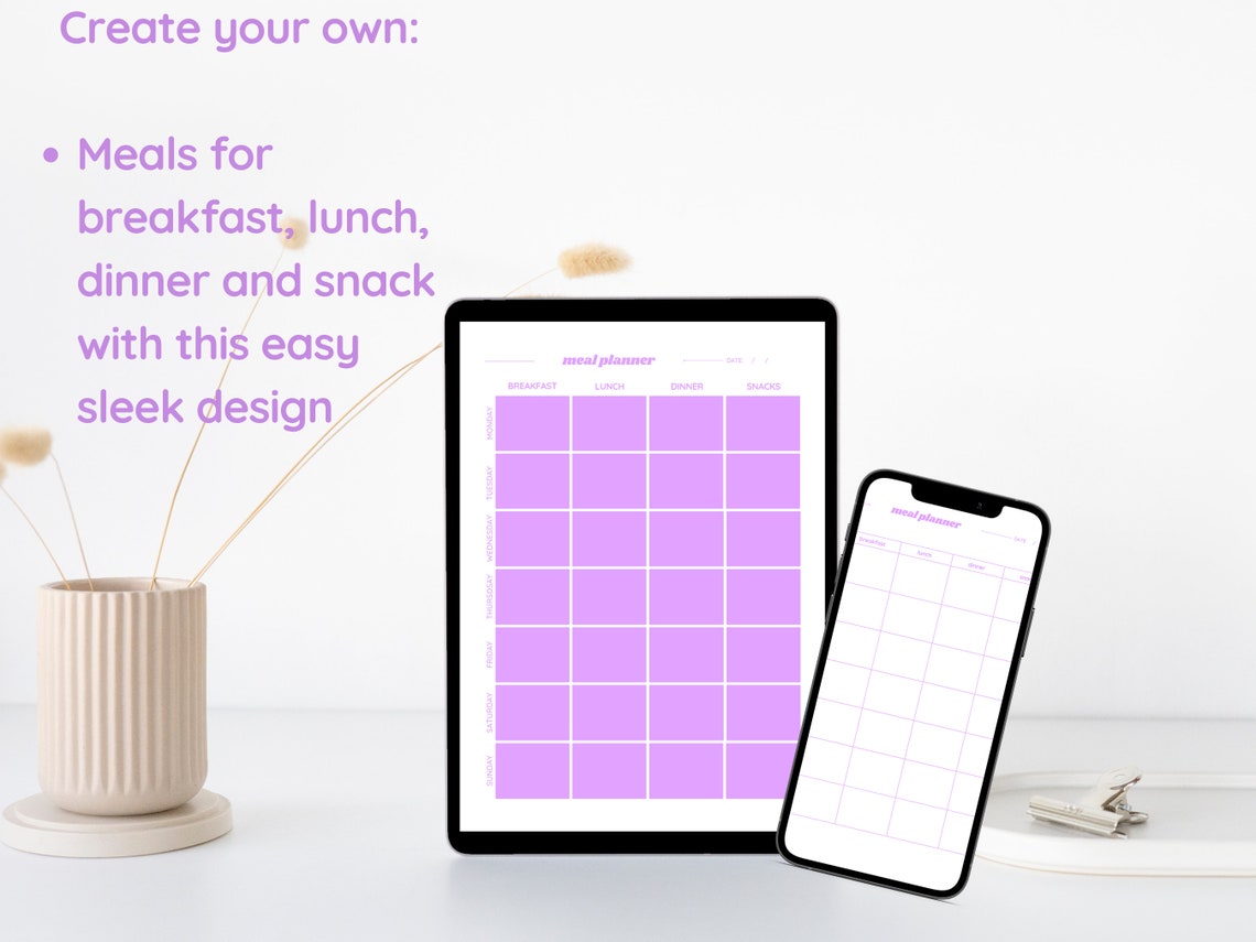 Digital Meal Planner Meal Planner Weekly Meal Planner - Etsy