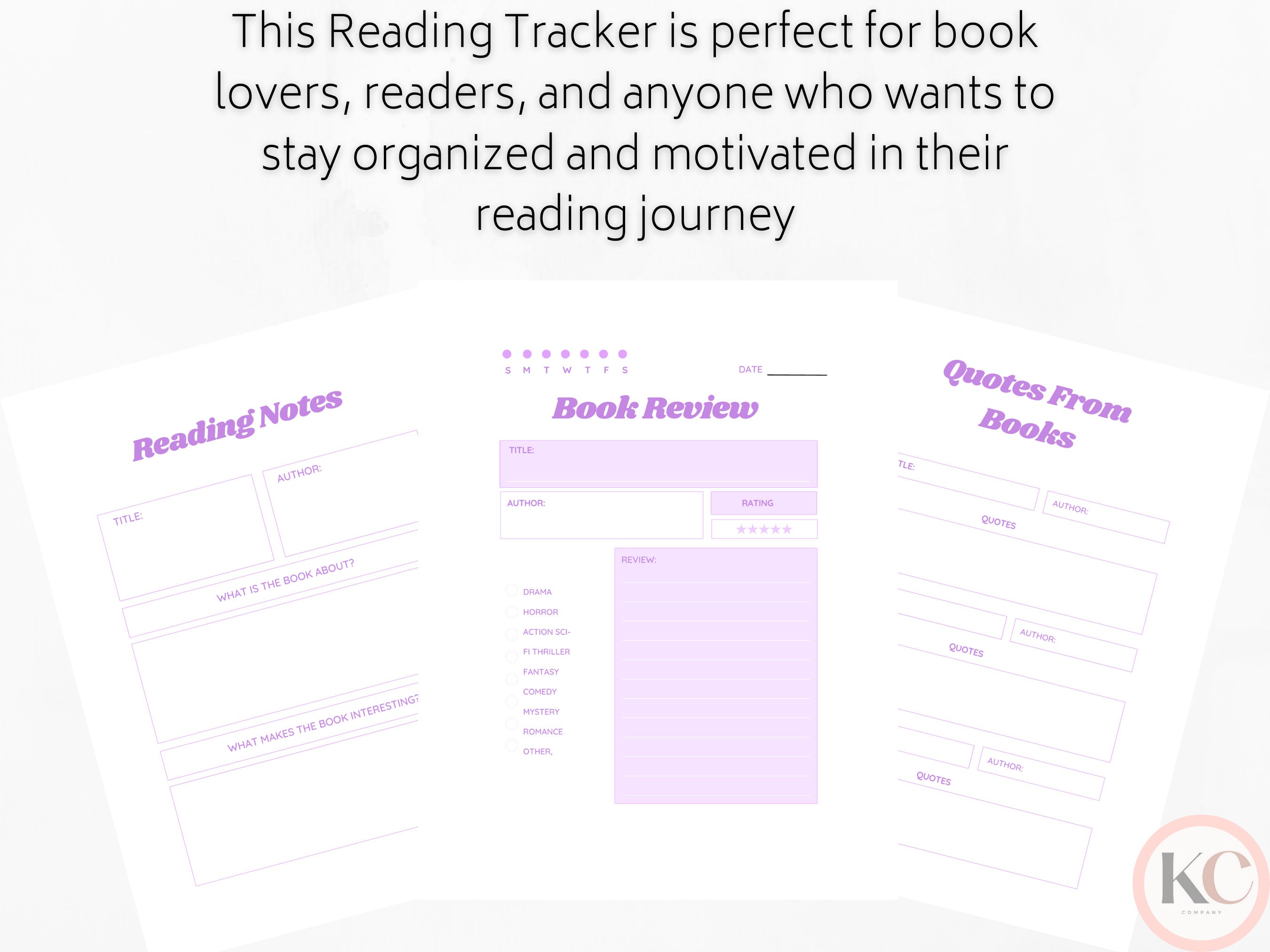 Digital Reading Tracker, Reading Journal, Book Tracker, Reading Log ...