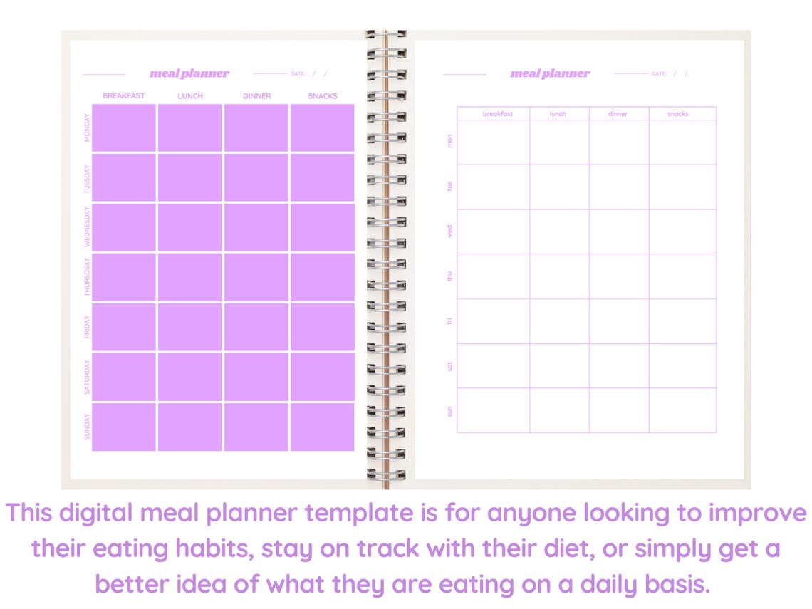 Digital Meal Planner Meal Planner Weekly Meal Planner - Etsy
