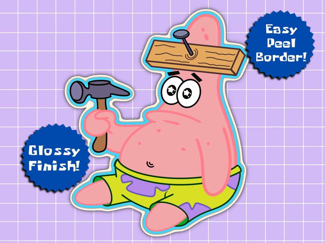 Cartoon Hammer Meme Sticker. Glossy Laminated Sticker - Water-resistant ...