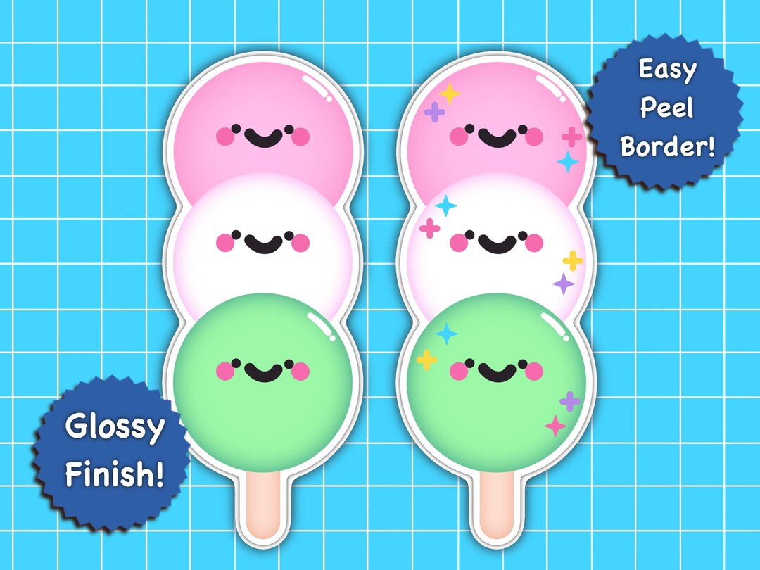 Kawaii Dango Japanese Snack Sticker. Glossy Laminated Sticker Water ...