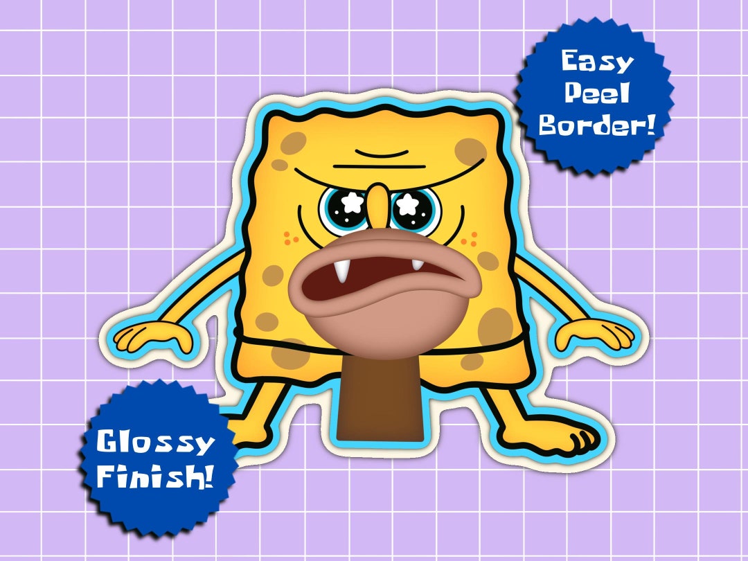 Spongebob Spongegar Meme Sticker. Glossy Laminated Sticker - Etsy