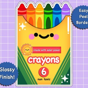 Kawaii,funny Crayon Box Sticker. Glossy Laminated Sticker - Water ...