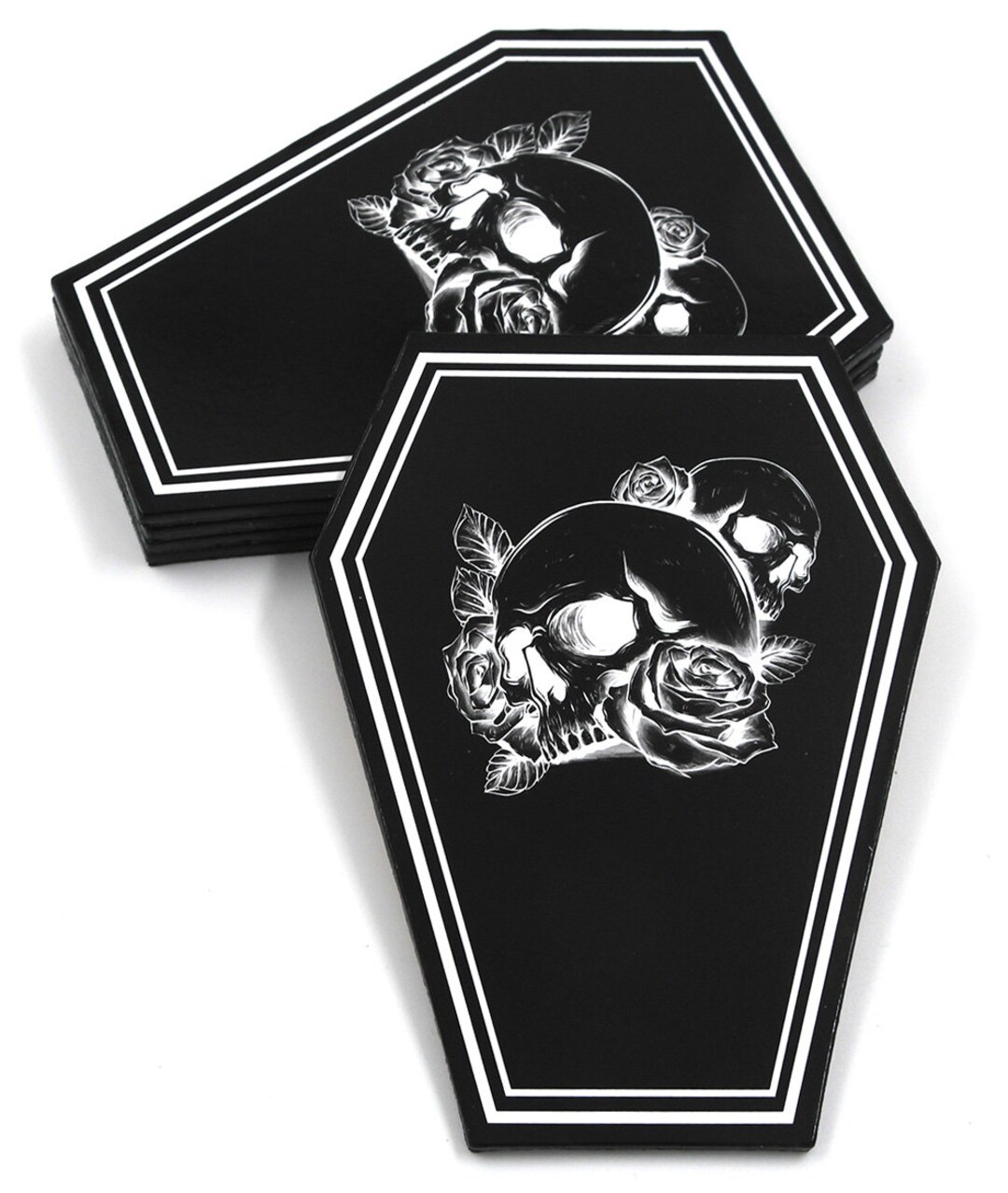 Coffin Shaped Drink Coasters Gothic Accessories 5 Pcs Set Goth Kitchen ...