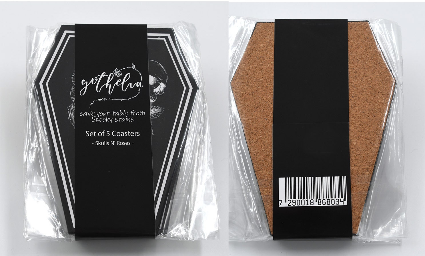 Coffin Shaped Drink Coasters Gothic Accessories 5 Pcs Set Goth Kitchen ...