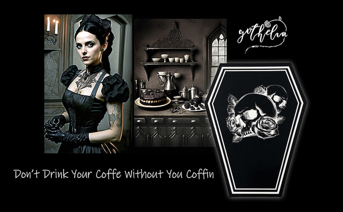 Coffin Shaped Drink Coasters Gothic Accessories 5 Pcs Set Goth Kitchen ...