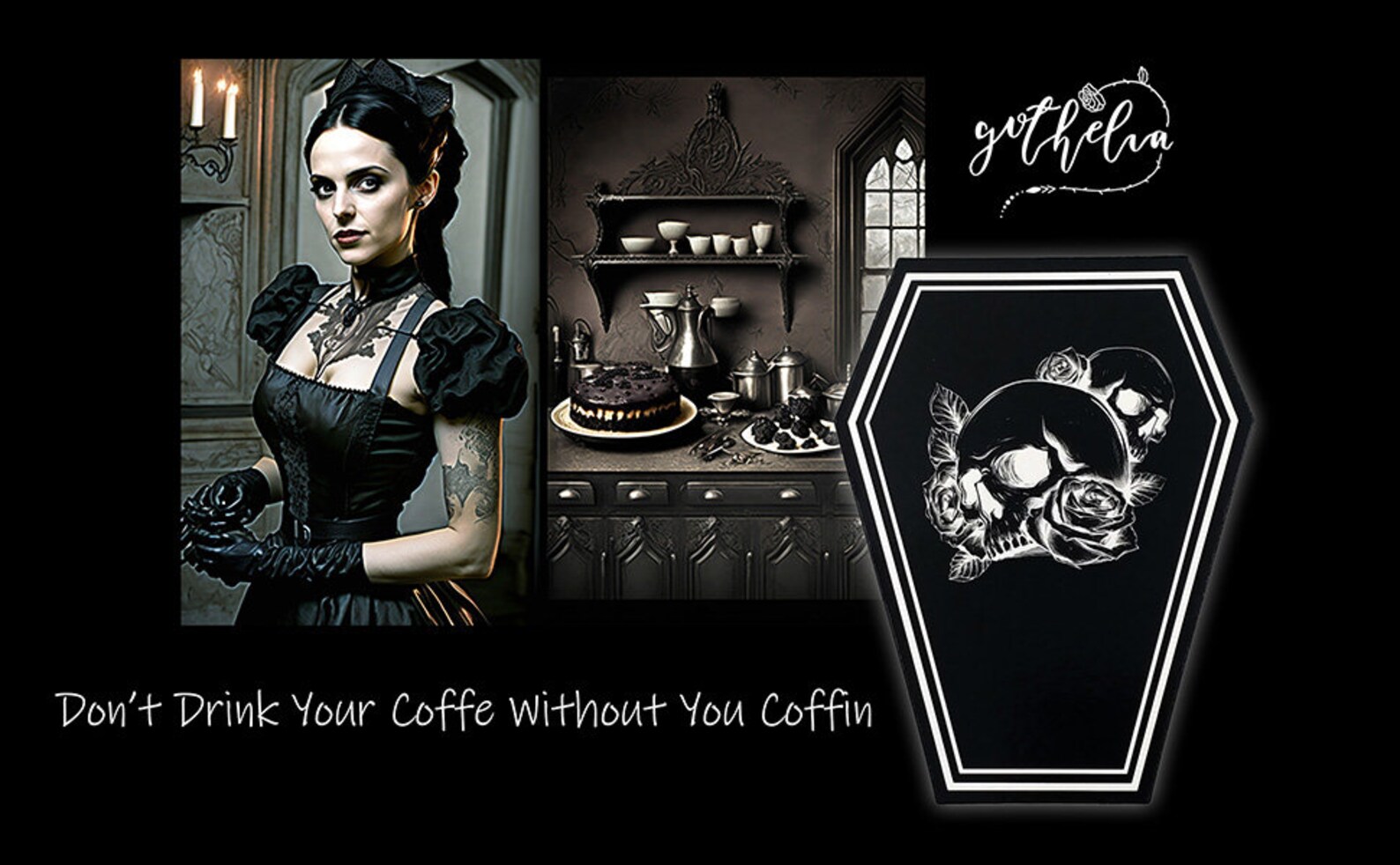 Coffin Shaped Drink Coasters Gothic Accessories 5 Pcs Set Goth Kitchen ...