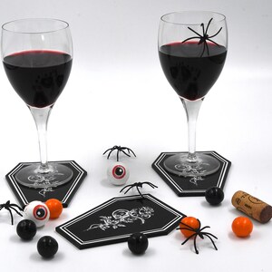 Coffin Shaped Drink Coasters Gothic Accessories 5 Pcs Set Goth Kitchen ...