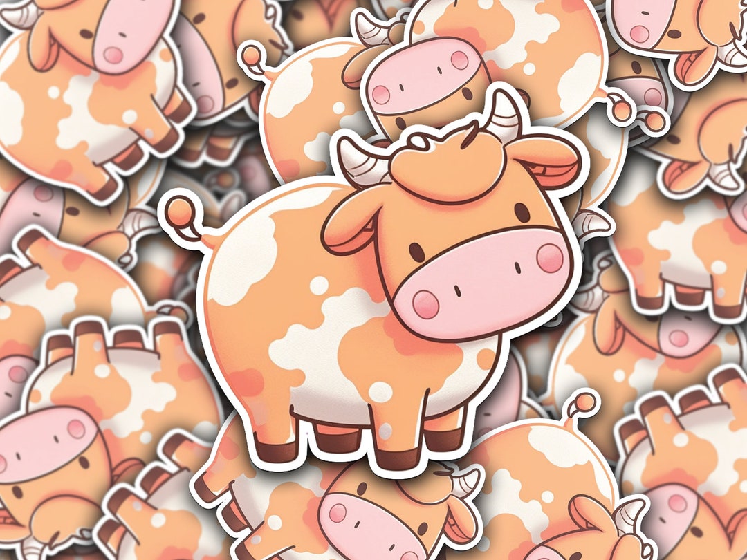 Cute Kawaii Peach Cow Vinyl Decal Durable and Waterproof Personalize ...