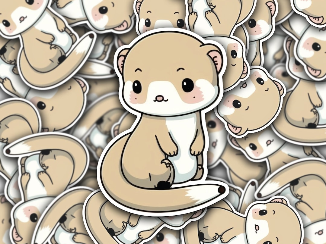 Cute Kawaii Ferret Vinyl Decal Durable and Waterproof Personalize Your ...