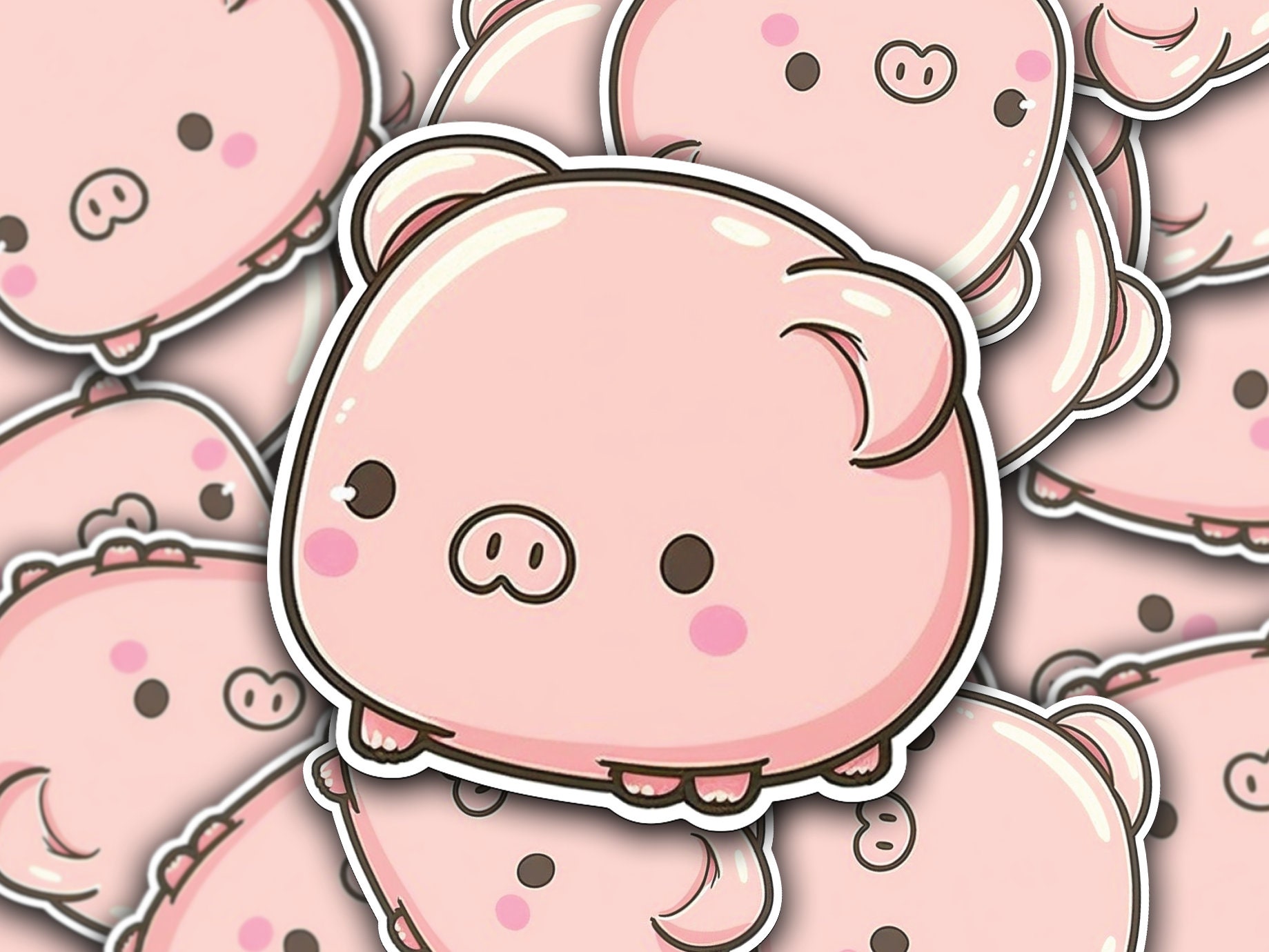 Cute Kawaii Pig Vinyl Decal Durable and Waterproof Personalize Your ...