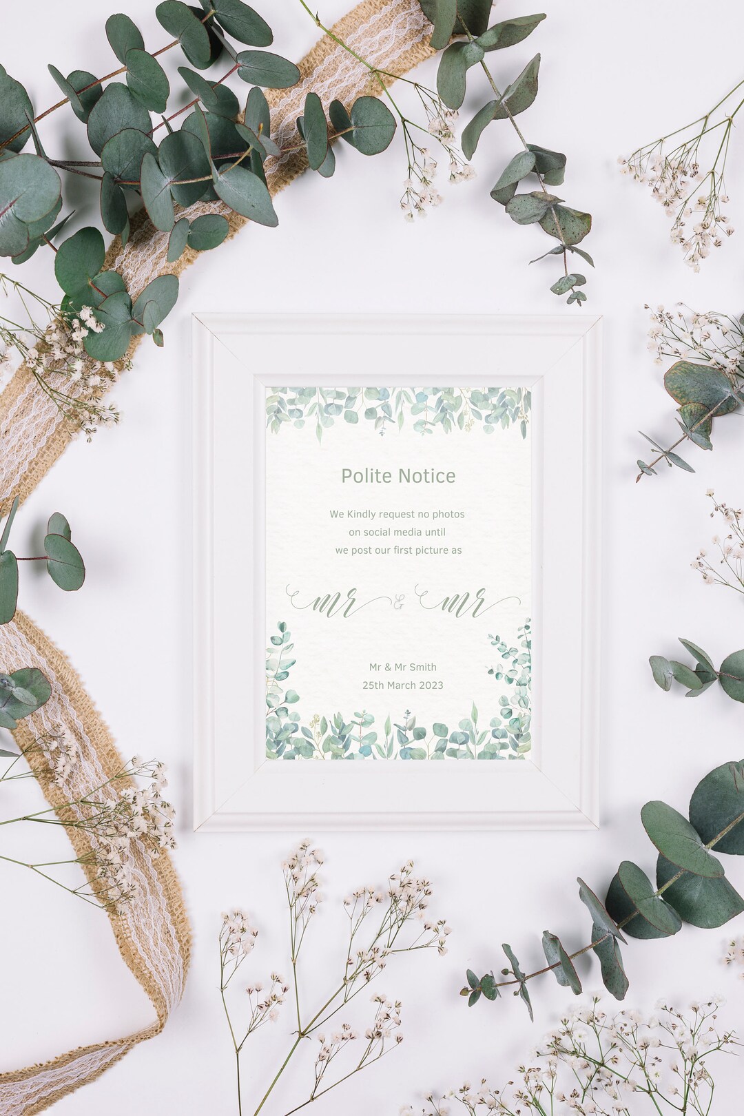 Personalised Wedding Sign, Custom Digital Download, Mr & Mr, Polite ...