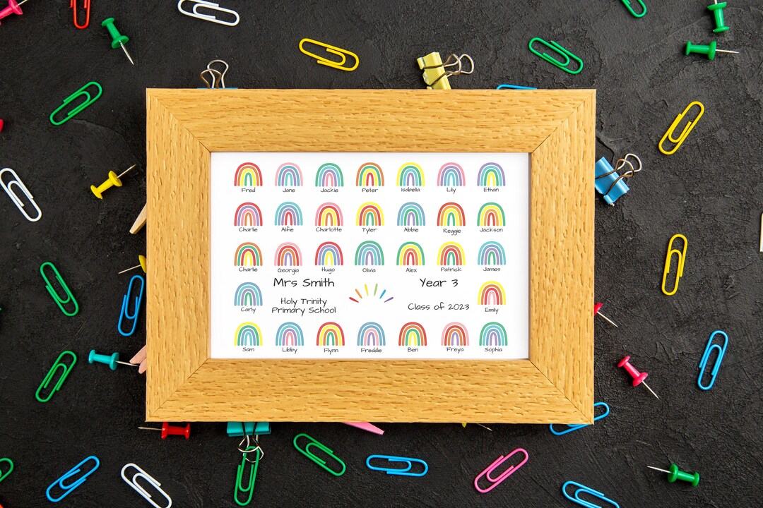 Personalised Class Teacher Gift Printable, Digital Download, Rainbow ...