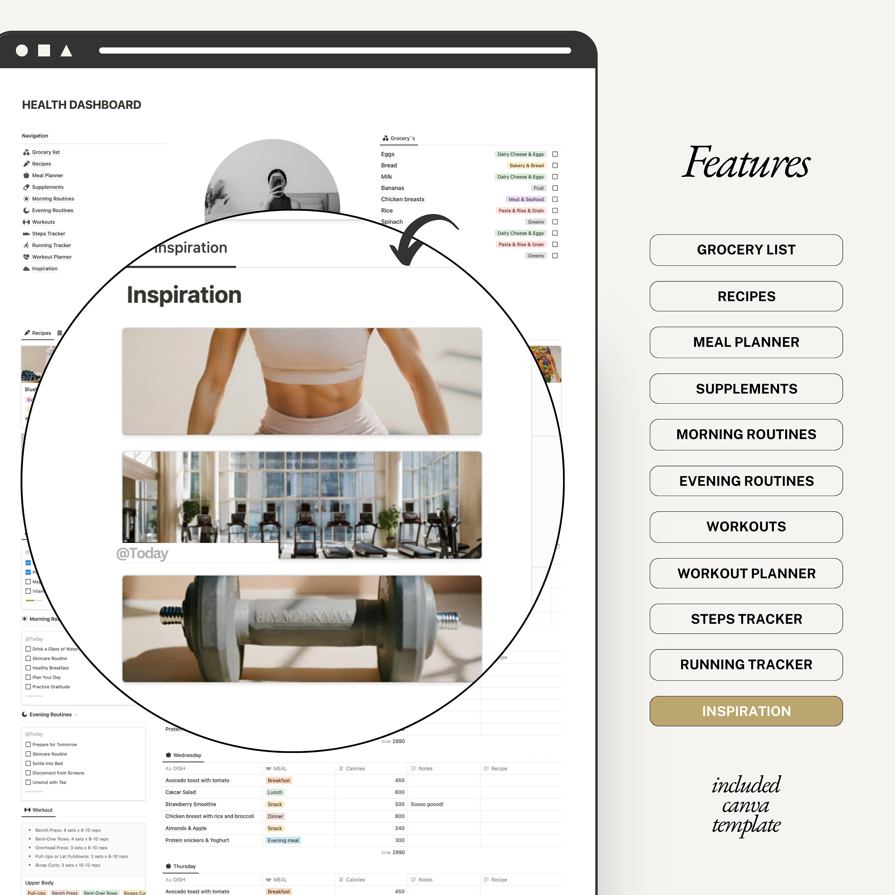 Notion Health Tracker Template, Wellness Notion Template, Health ...