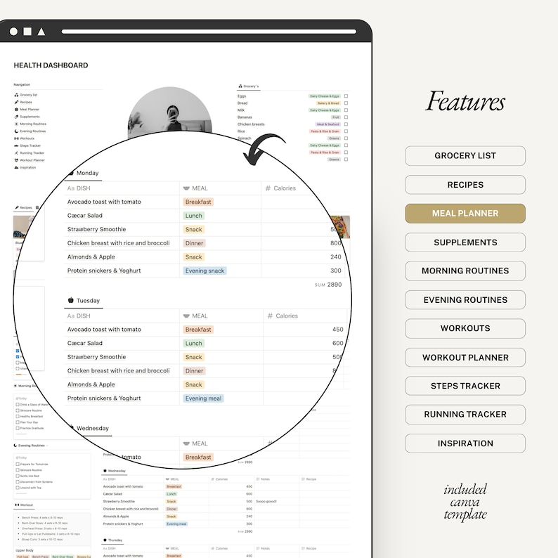 Notion Health Tracker Template, Wellness Notion Template, Health ...