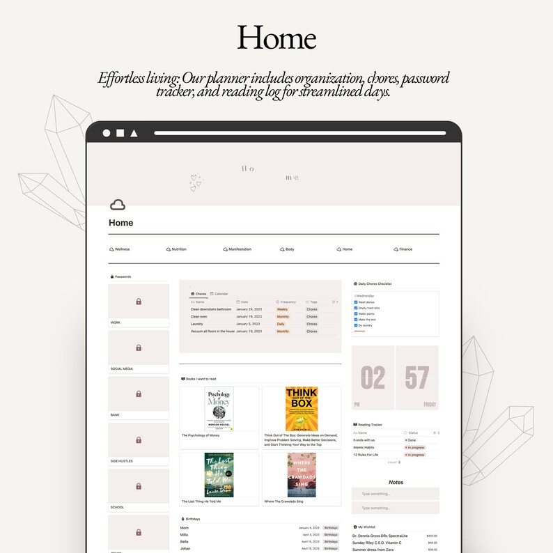Notion Life Planner Template All in One Notion Dashboard Aesthetic Notion Template Minimal ...