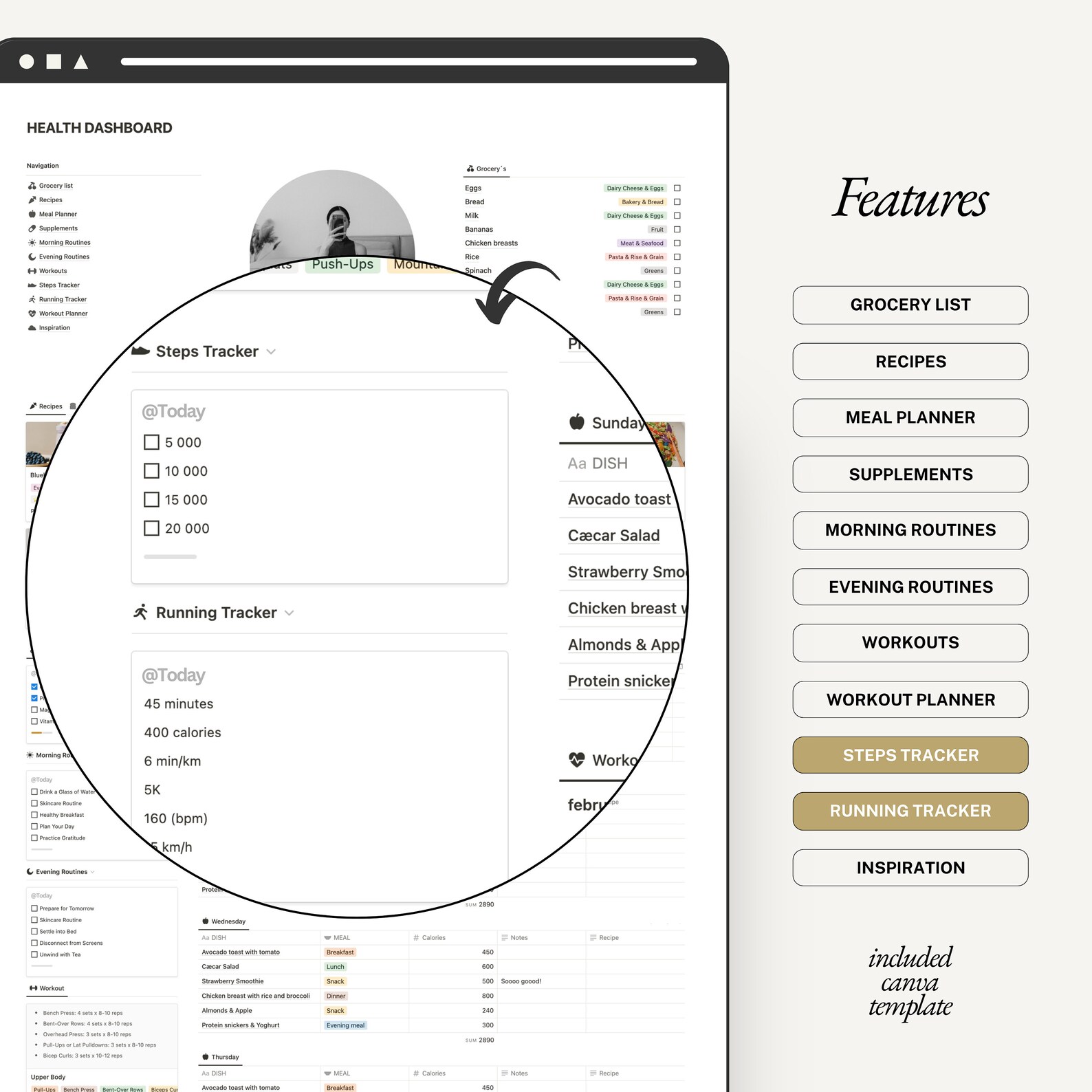 Notion Health Tracker Template, Wellness Notion Template, Health ...