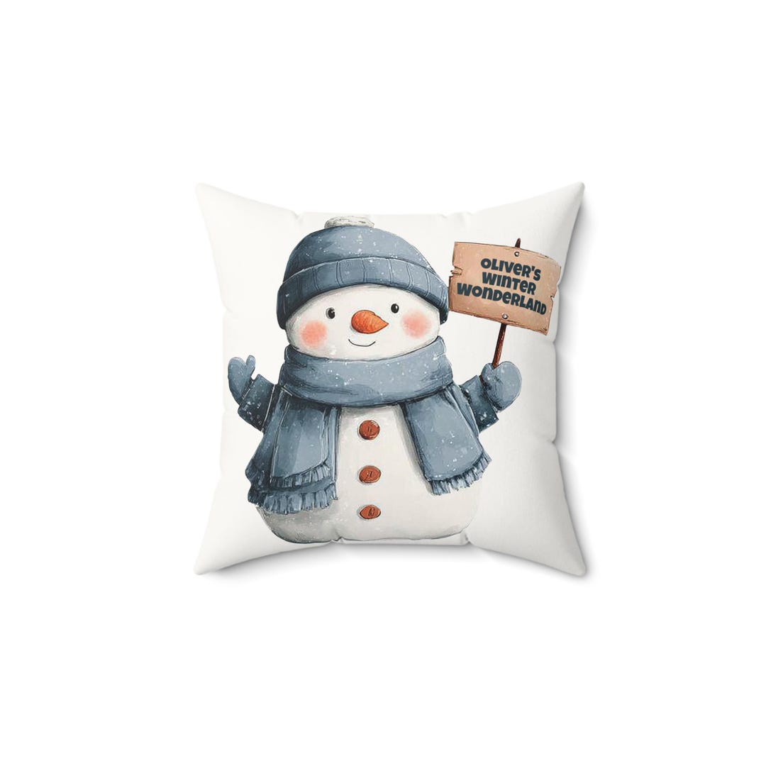 Snowman With Sign Pillow | Winter Wonderland Holiday Throw Pillow - Etsy