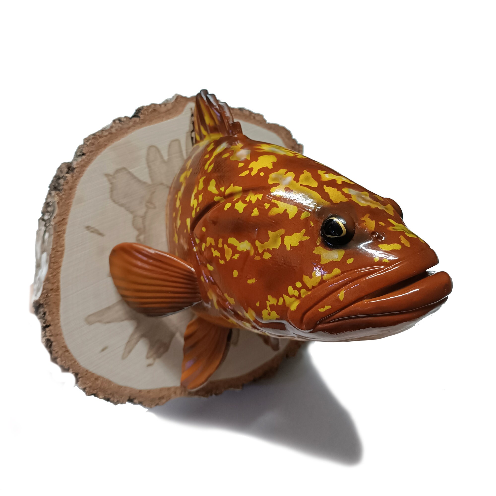 Dusky Grouper Wall Trophy Fish , Art Wall Decor Handmade Grouper Fish Handpainted 3d Sculpture ...