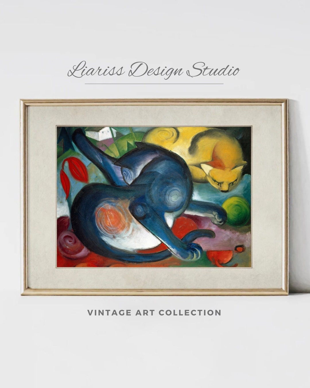 Wall Art Printable Two Cats, Vintage Print, Art Deco, George Barbier ...