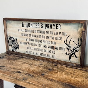 Hunters Prayer Wooden Sign Rustic Wood Turkey Deer Hunting Sign - Etsy