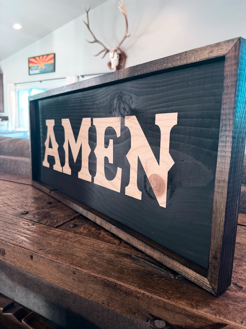 Wooden Amen Rustic Farmhouse Sign - Etsy
