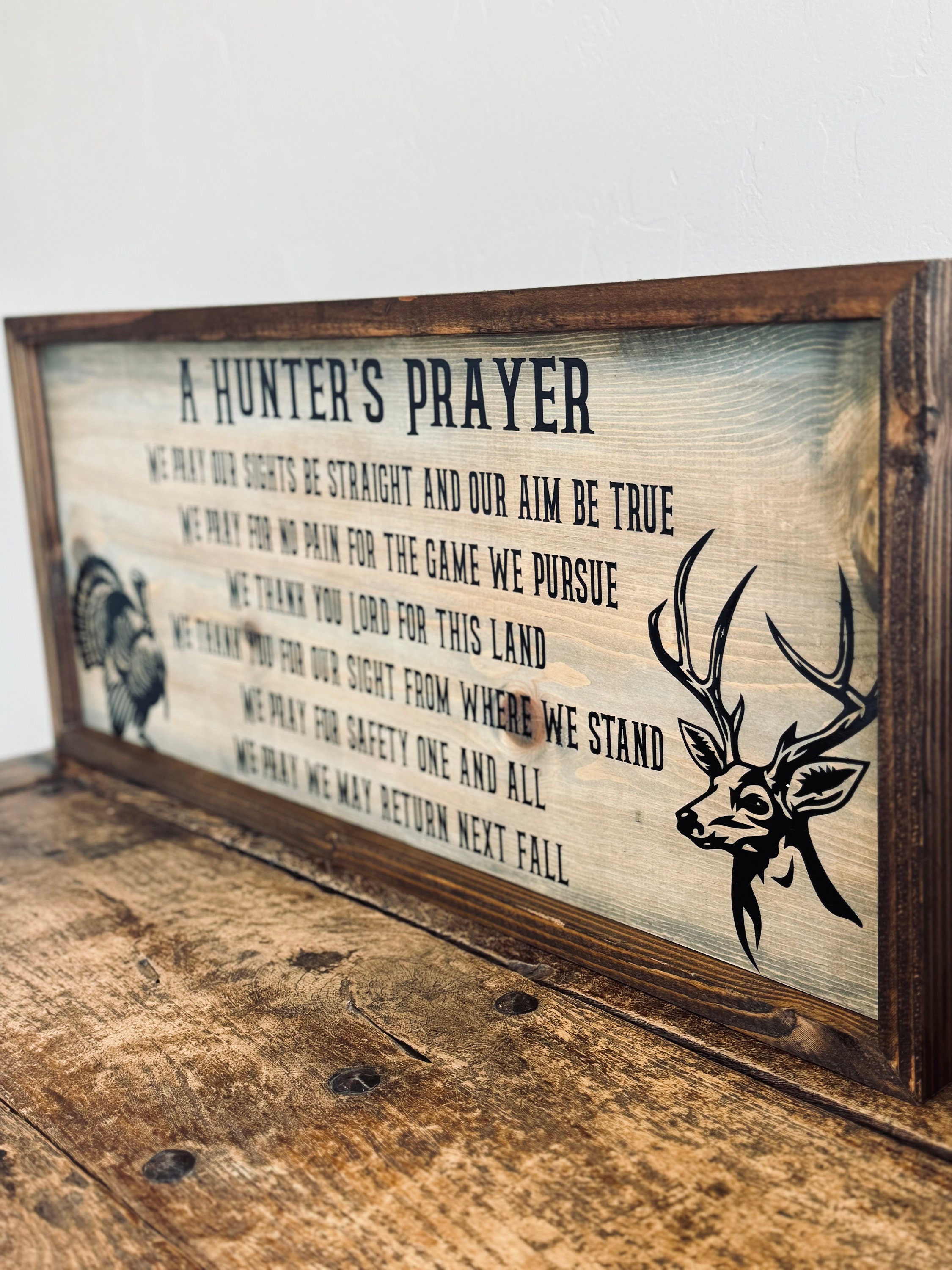 Hunters Prayer Wooden Sign Rustic Wood Turkey Deer Hunting Sign - Etsy