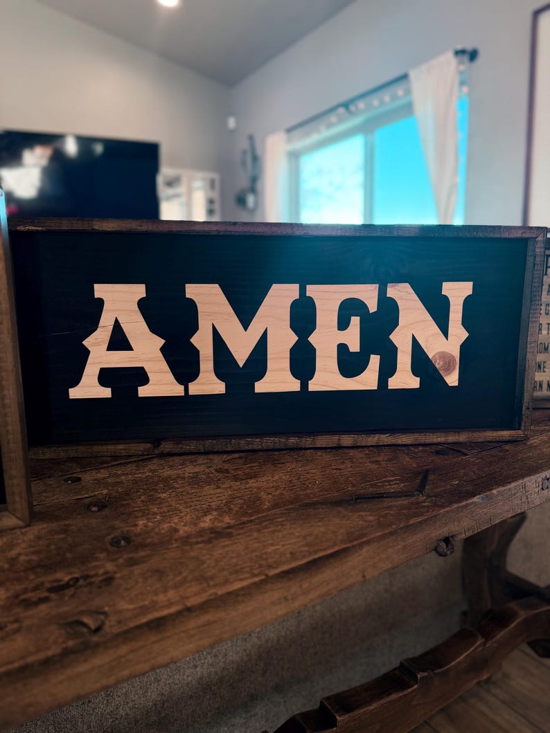 Wooden Amen Rustic Farmhouse Sign - Etsy