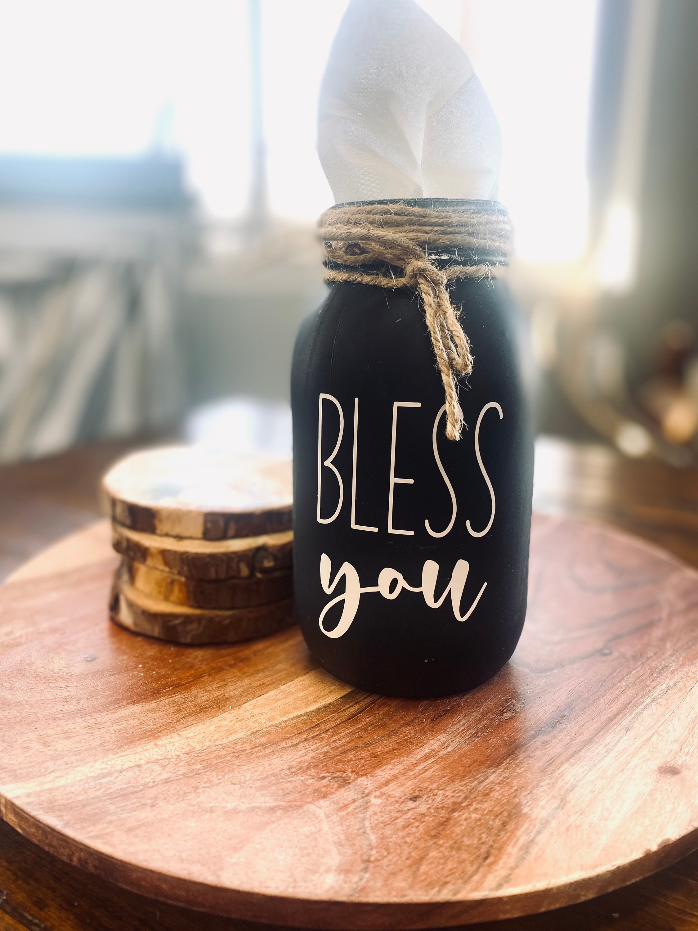 Bless You Tissue Jar Mason Jar Tissue Dispenser - Etsy