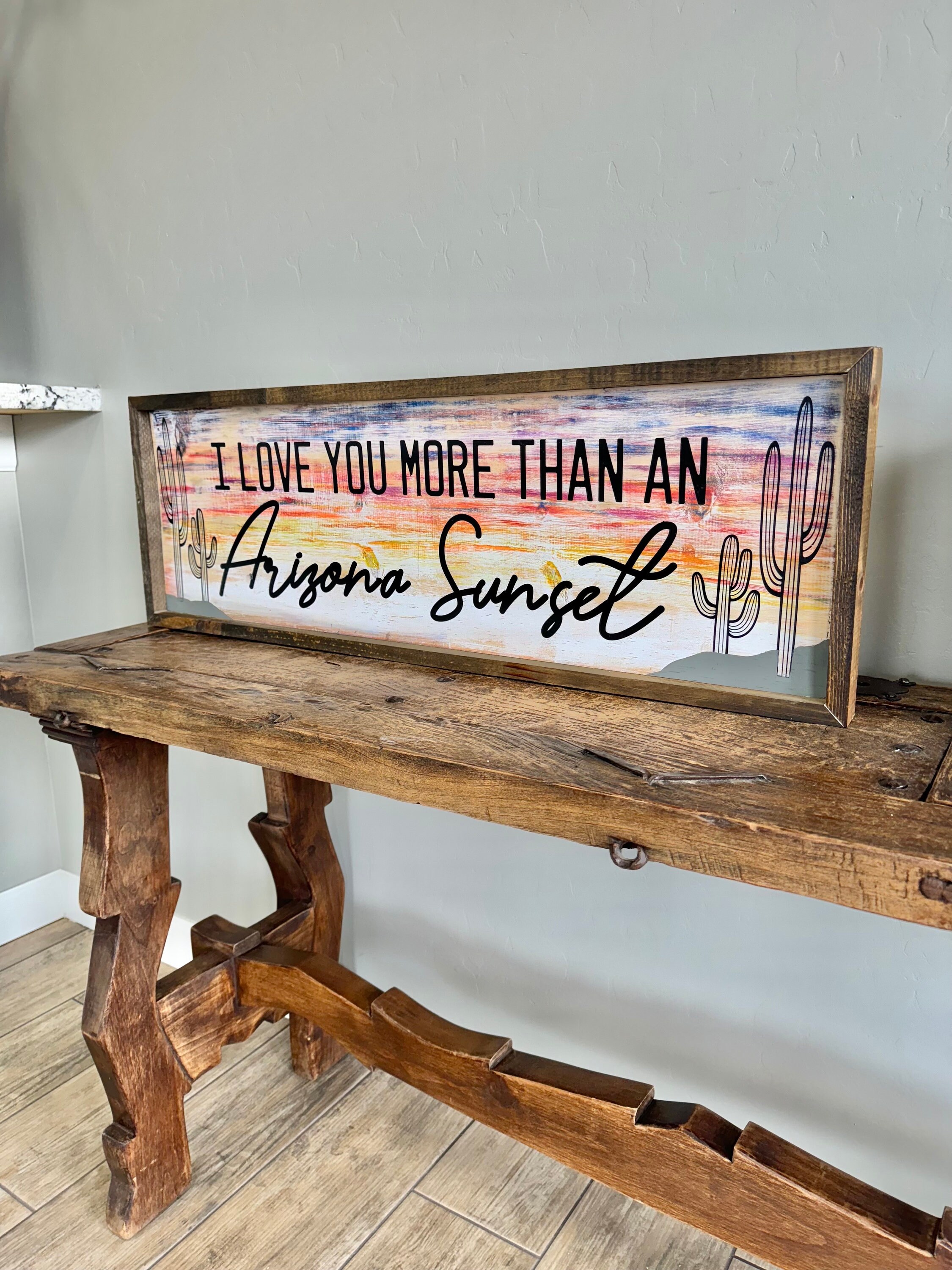LARGE Arizona Sunset Sign | Framed Wood Sign | Farmhouse Sign | Framed ...