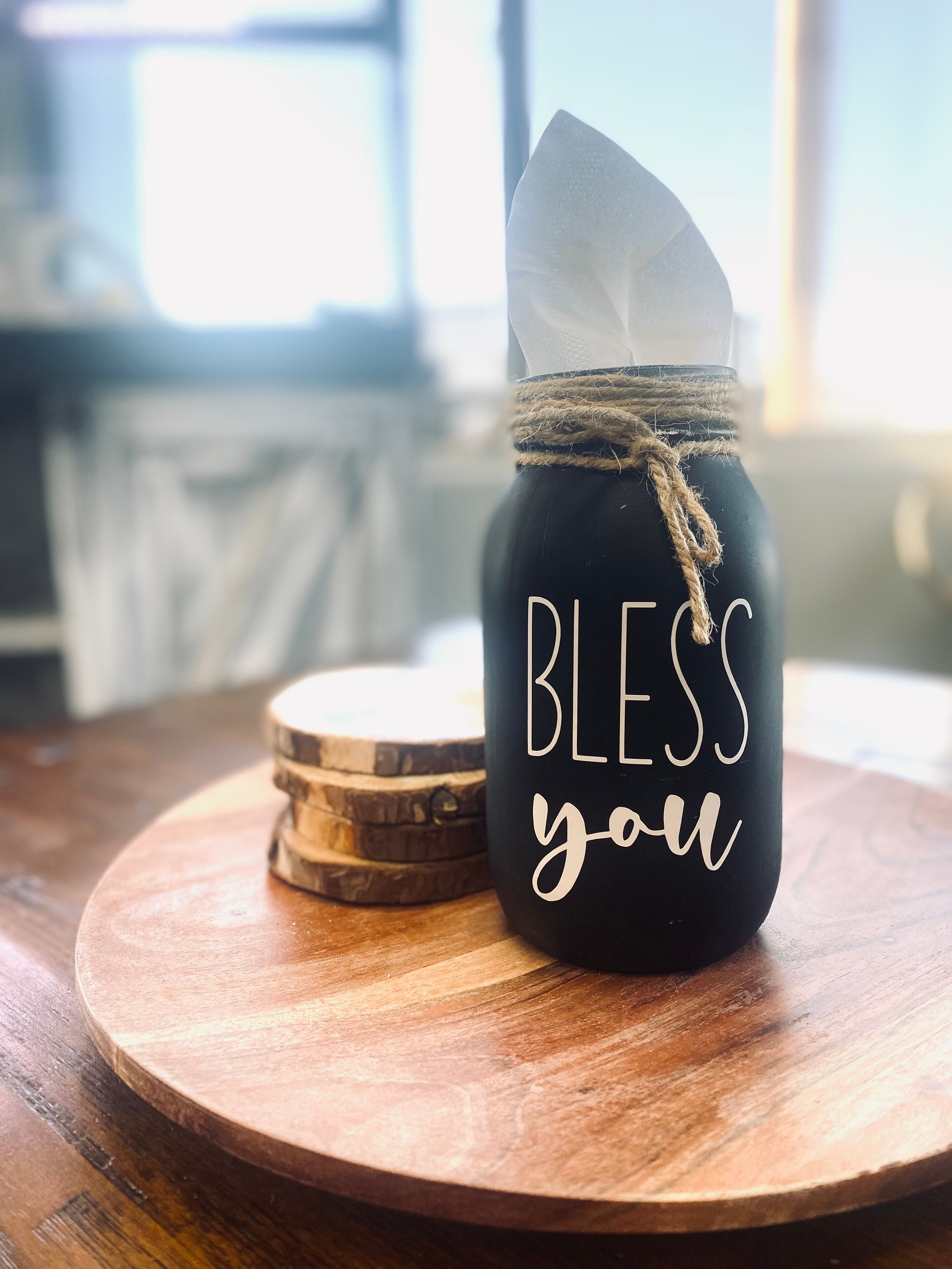 Bless You Tissue Jar Mason Jar Tissue Dispenser - Etsy